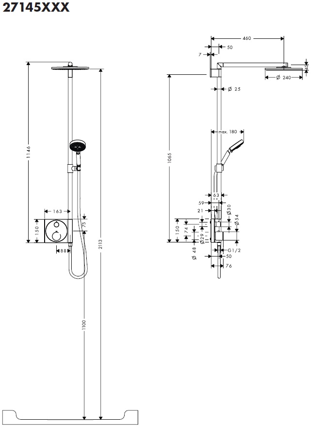 Hansgrohe Raindance S Showerpipe Ø 240 mm - Termosztátos csapteleppel ...