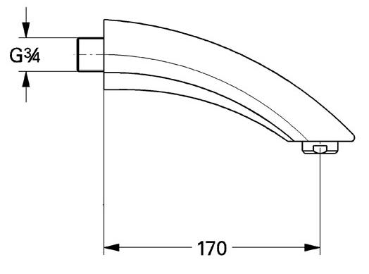 Grohe Chiara kádkifolyó 3/4, fali, 170mm kinyúlás (13614000 ...