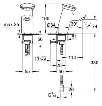 Grohe Contromix Public önelz.mosdócsaptelep ,keverős,lopásg. (36110000 ...
