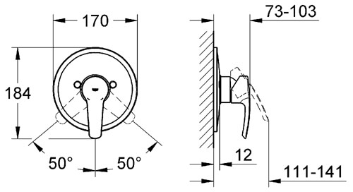 Grohe Eurostyle falba ép. egykaros zuhanycsaptelep színkészlet., új ...