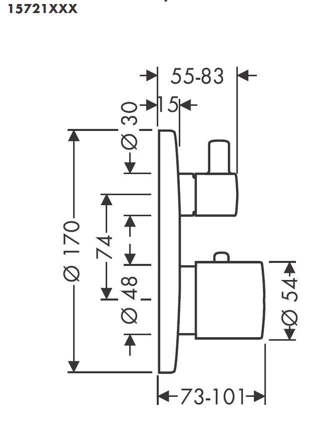Hansgrohe Ecostat S termosztátos csaptelep színkészlet falsík alatti ...