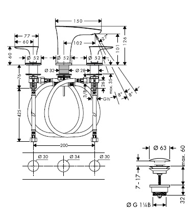 Hansgorhe PuraVida 3-lyukú mosdócsaptelep, króm 15073000 - Kádkirály.hu ...