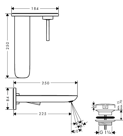 Hansgorhe PuraVida Egykaros, falsík alatti mosdócsaptelep, 225 mm-es ...